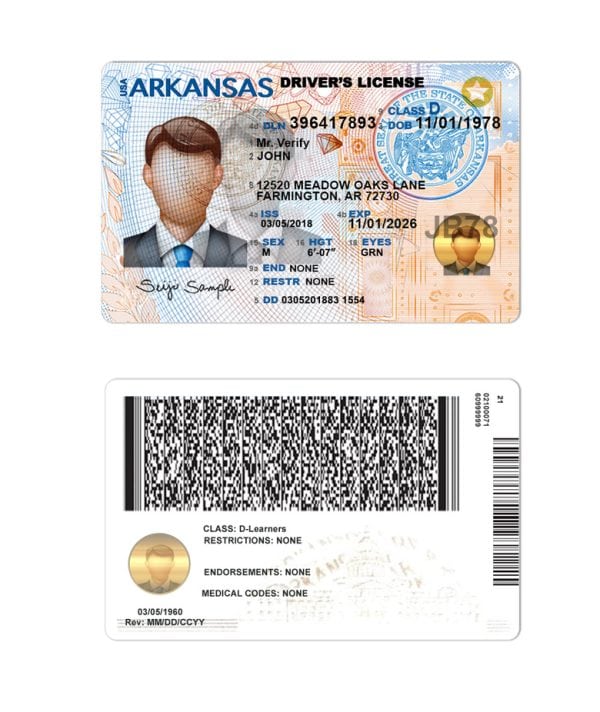 Arkansas Driver License Psd Template | Mr. Verify