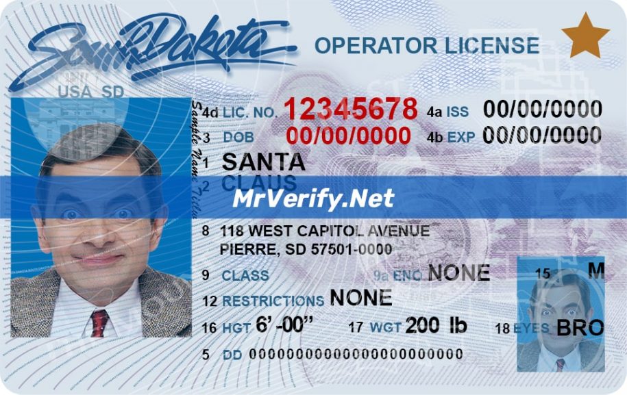 South Dakota driver license Psd Template | Mr Verify