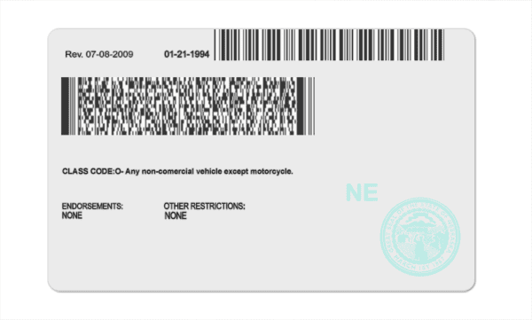 Nebraska Driver License Psd Template With Scan Effect