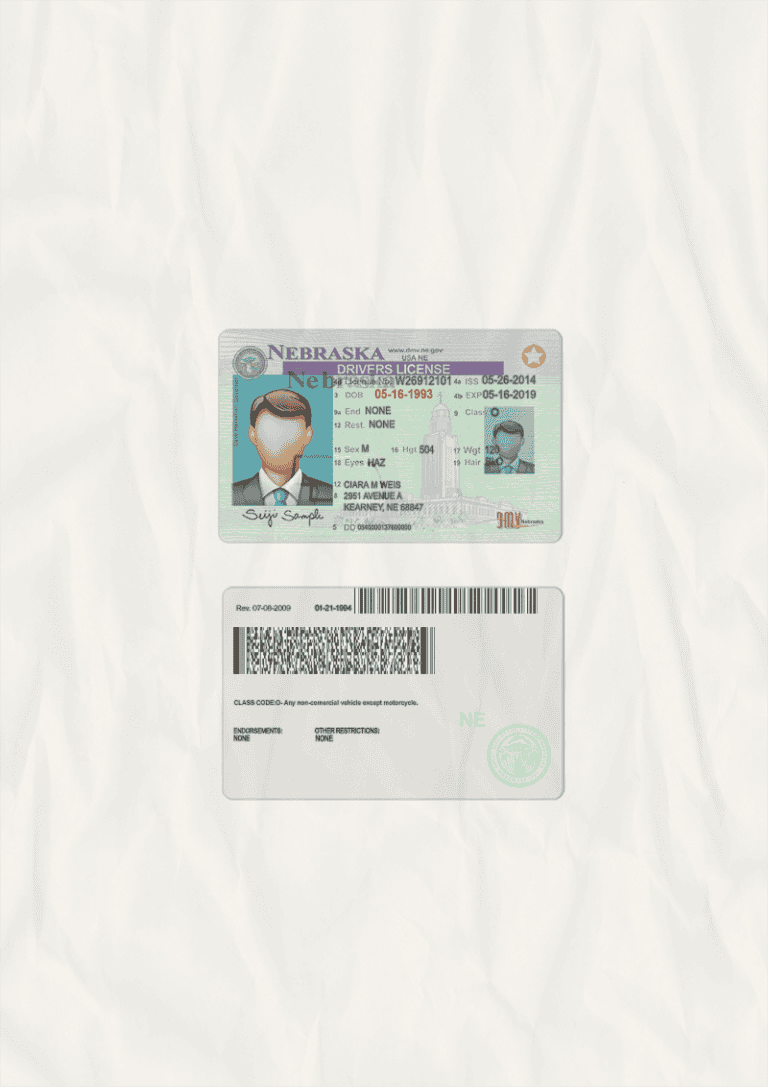 Nebraska Driver License Psd Template With Scan Effect