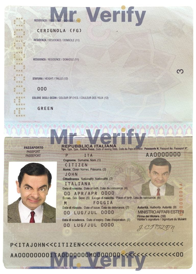 High-Res Italy Passport PSD Template