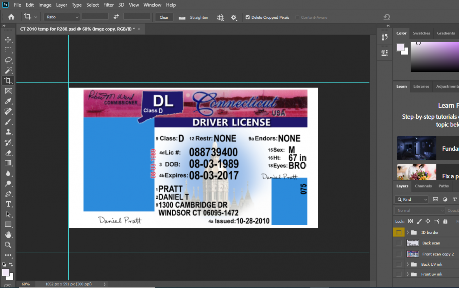 Connecticut Driver License PSD Template Free Download | Mr Verify