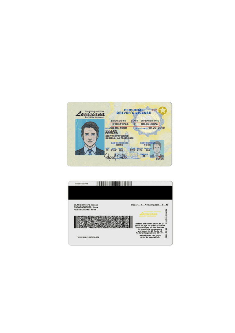 Louisiana Driver License Template - PSD Download