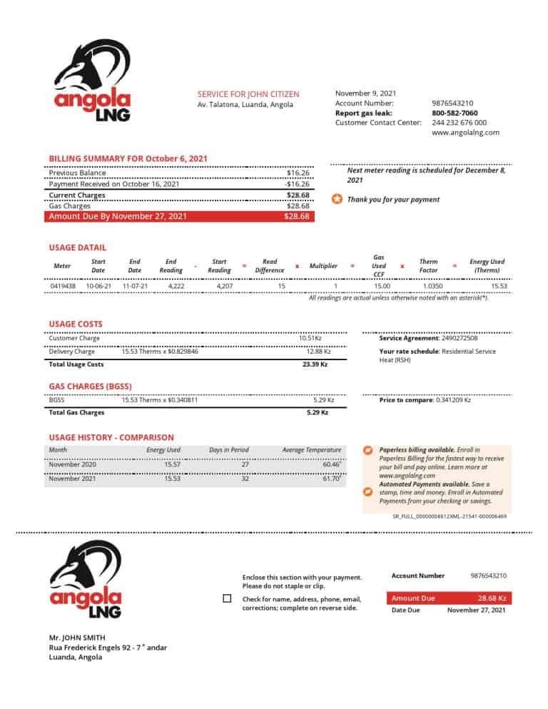 Fake Proof Of Address (Utility Bill Template) | Mr. Verify