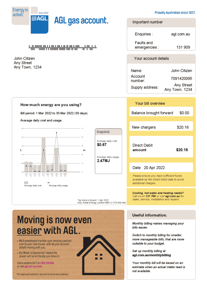 Utility Bill For Proof Of Address | Utility Bill Template