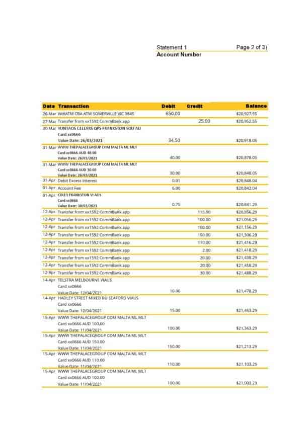 Australia Commonwealth Bank Statement Template In Excel And PDF Format ...