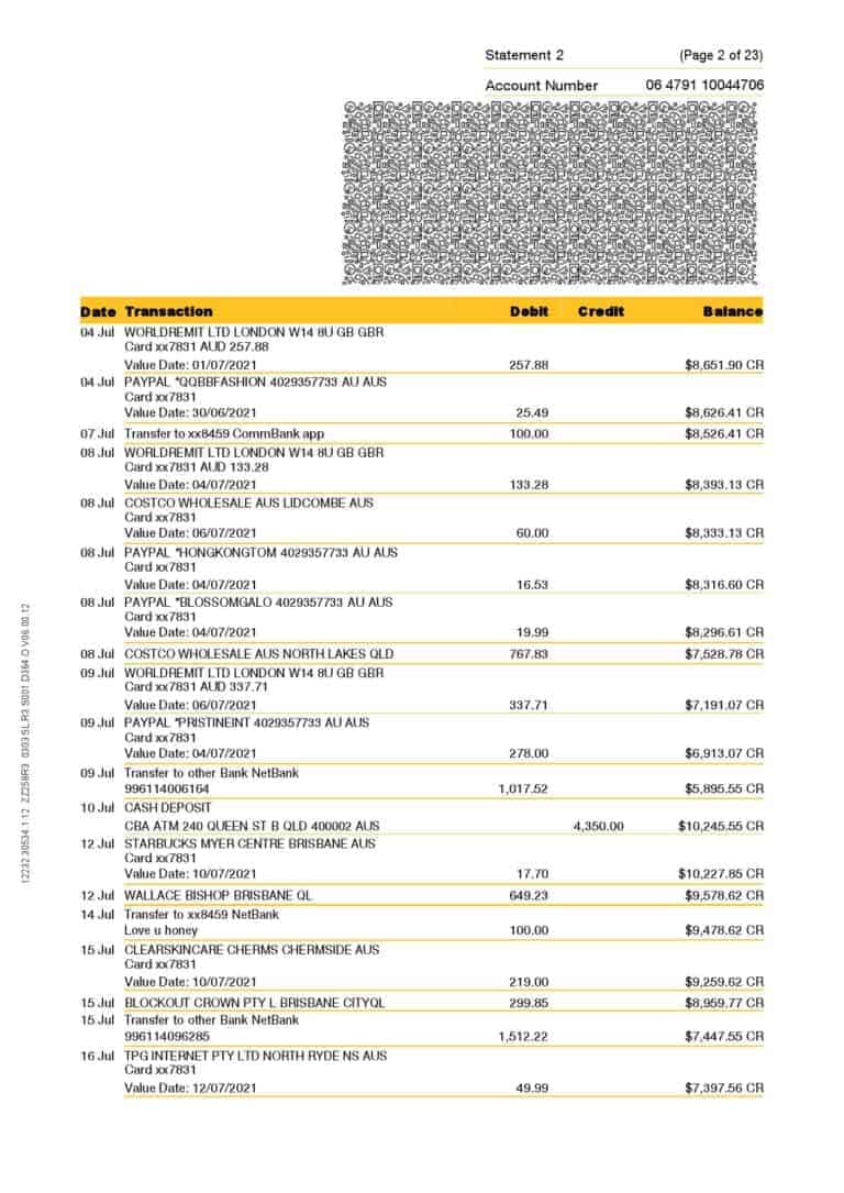Australia Commonwealth Bank Statement Template In Word And PDF Format ...