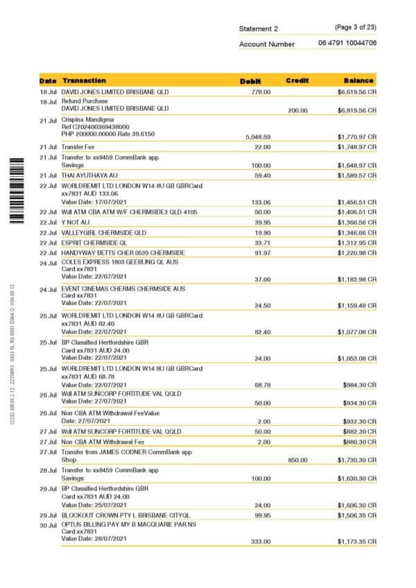 Australia Commonwealth Bank Statement Template In Word And PDF Format ...