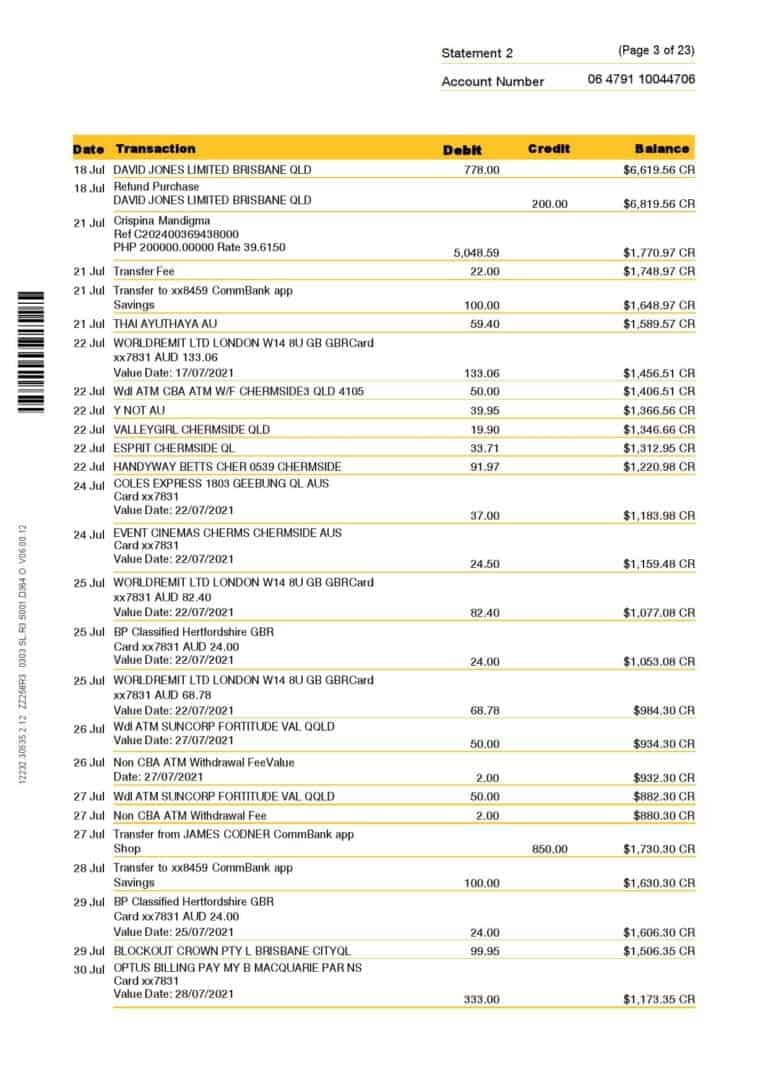 Australia Commonwealth Bank Statement Template In Word And PDF Format ...