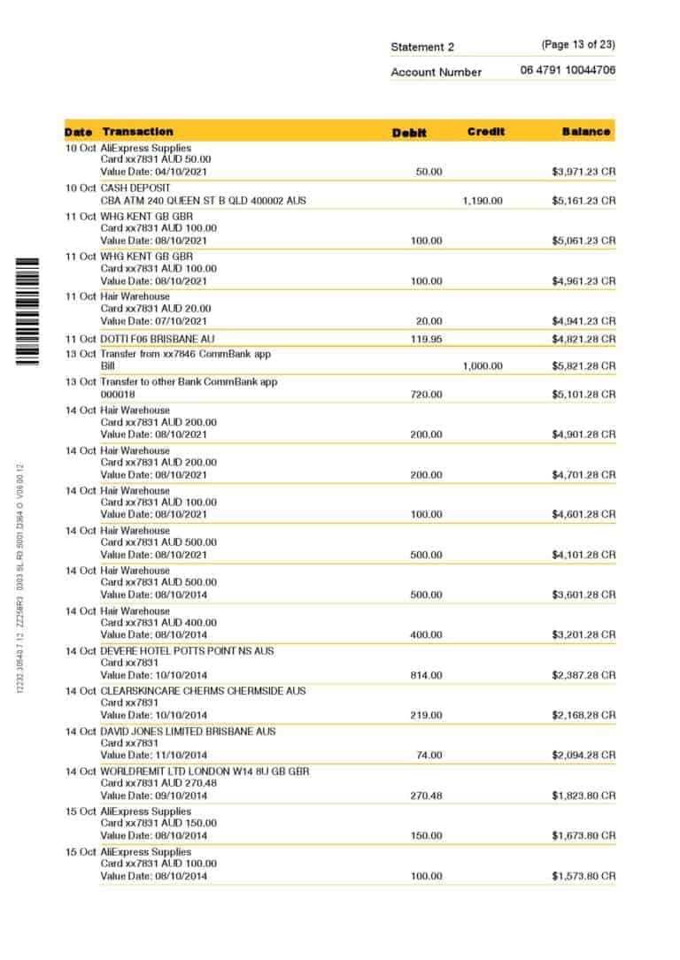 Australia Commonwealth Bank Statement Template In Word And PDF Format ...