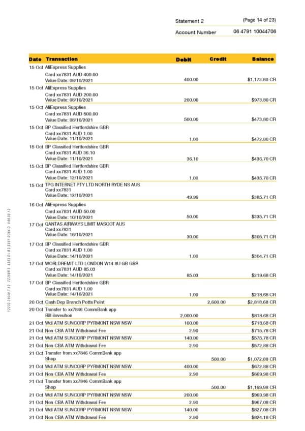 Australia Commonwealth Bank Statement Template In Word And PDF Format ...