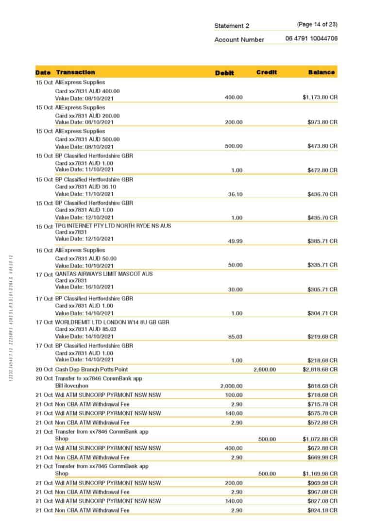 Australia Commonwealth Bank Statement Template In Word And PDF Format ...