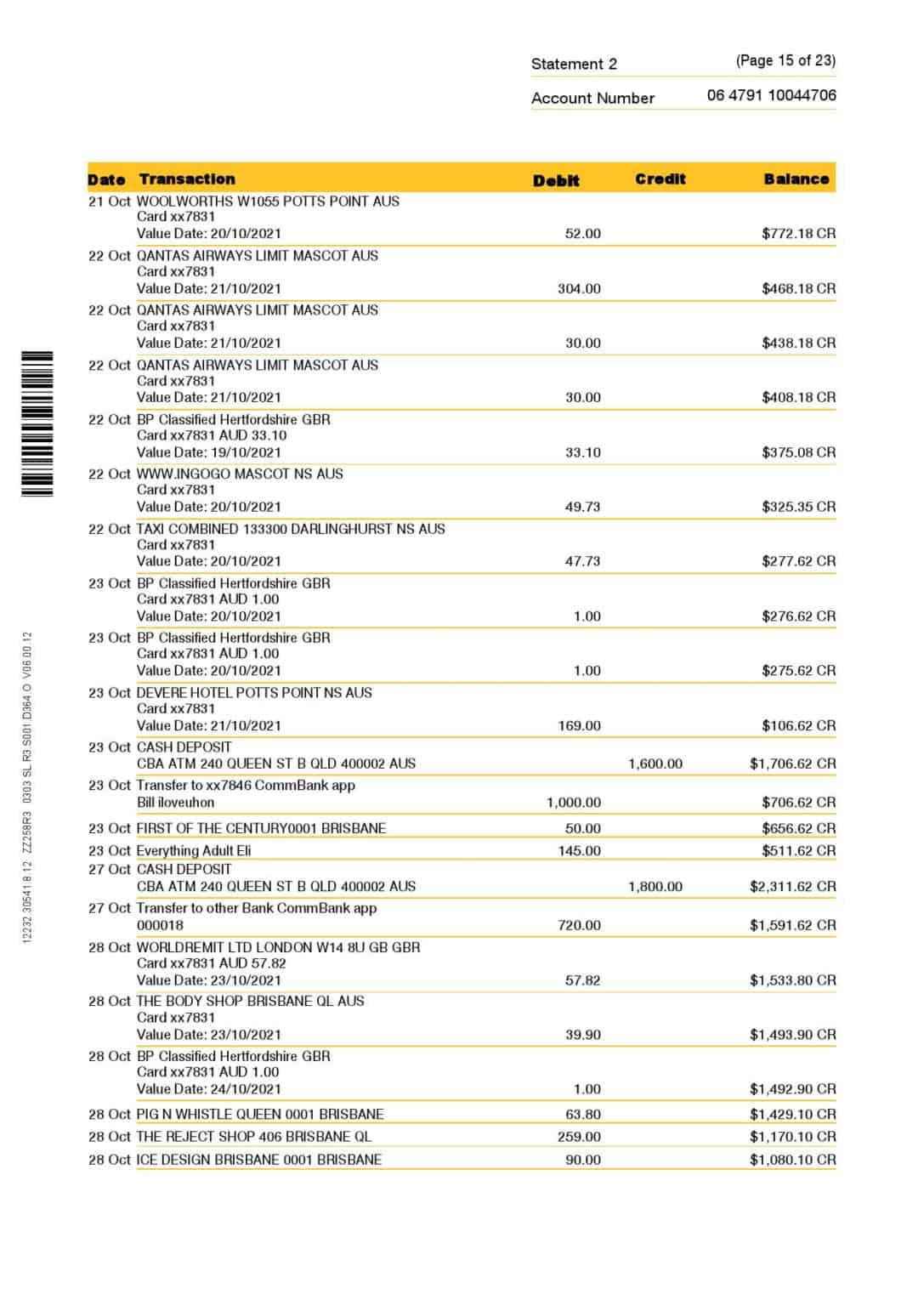 Australia Commonwealth Bank Statement Template In Word And PDF Format ...