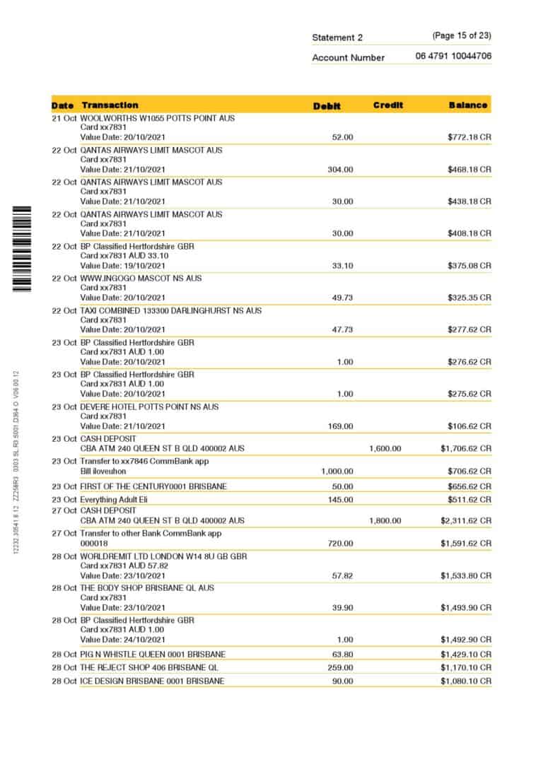 Australia Commonwealth Bank Statement Template In Word And PDF Format ...
