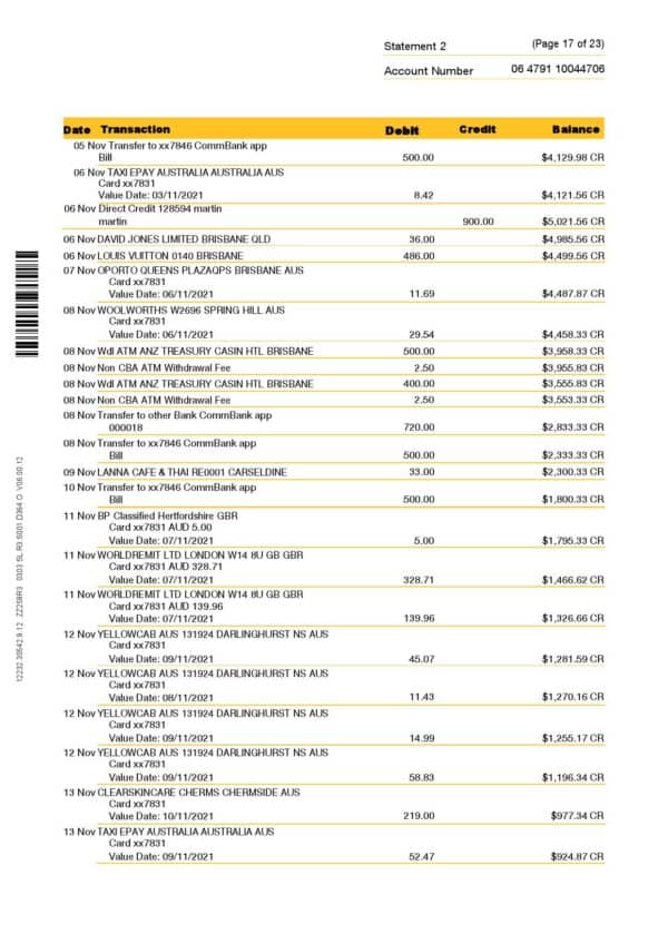 Australia Commonwealth Bank Statement Template In Word And PDF Format ...