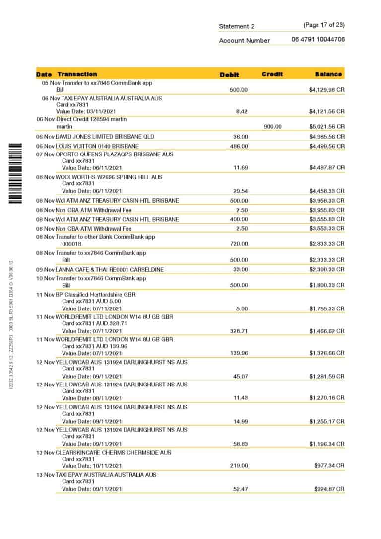Australia Commonwealth Bank Statement Template In Word And PDF Format ...