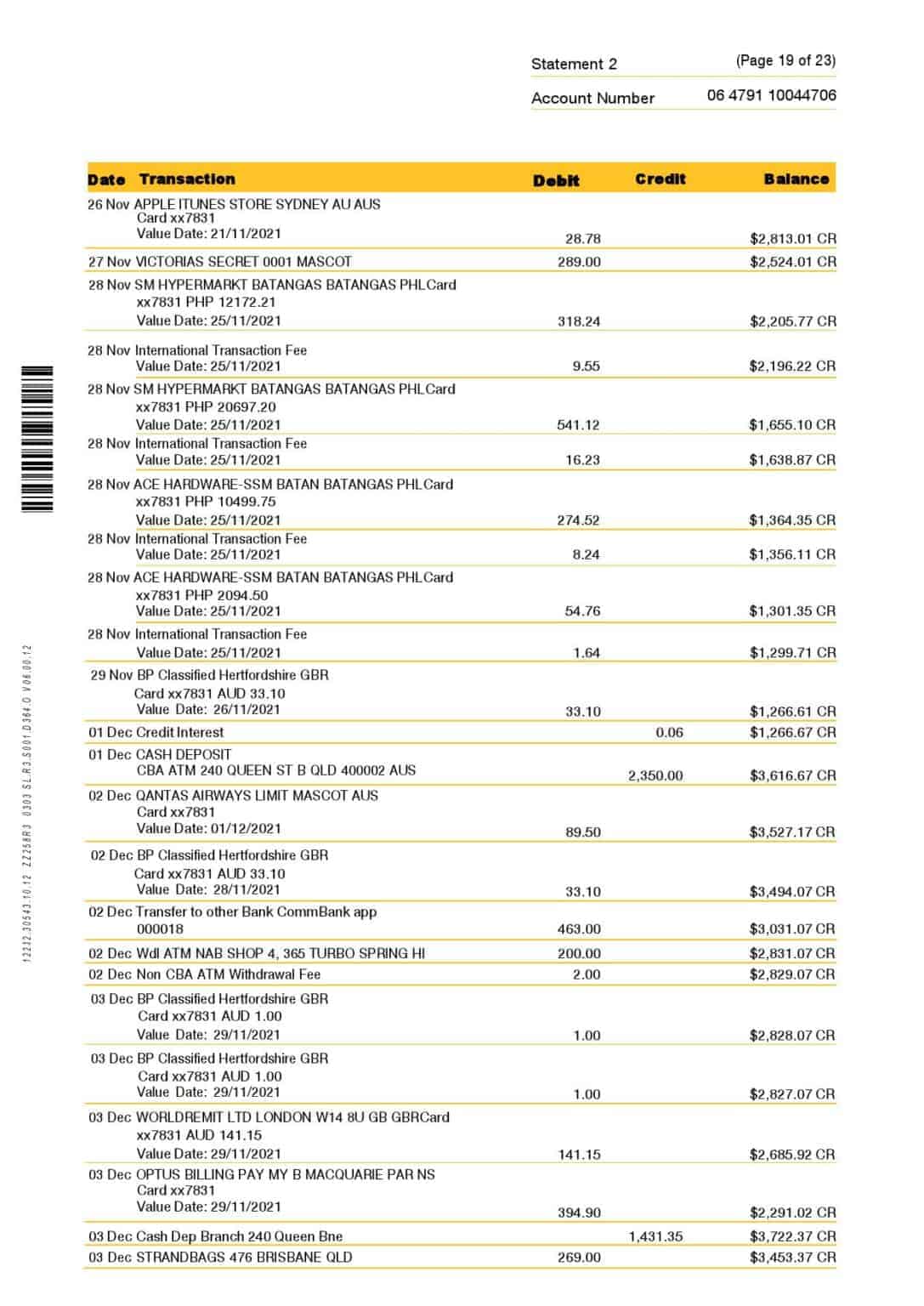 Australia Commonwealth Bank Statement Template In Word And PDF Format ...