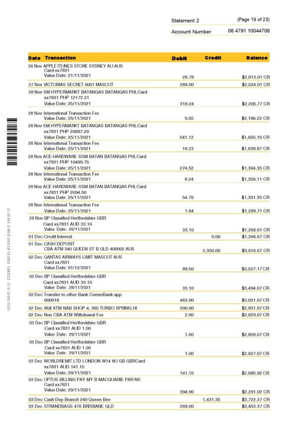 Australia Commonwealth Bank Statement Template In Word And PDF Format ...