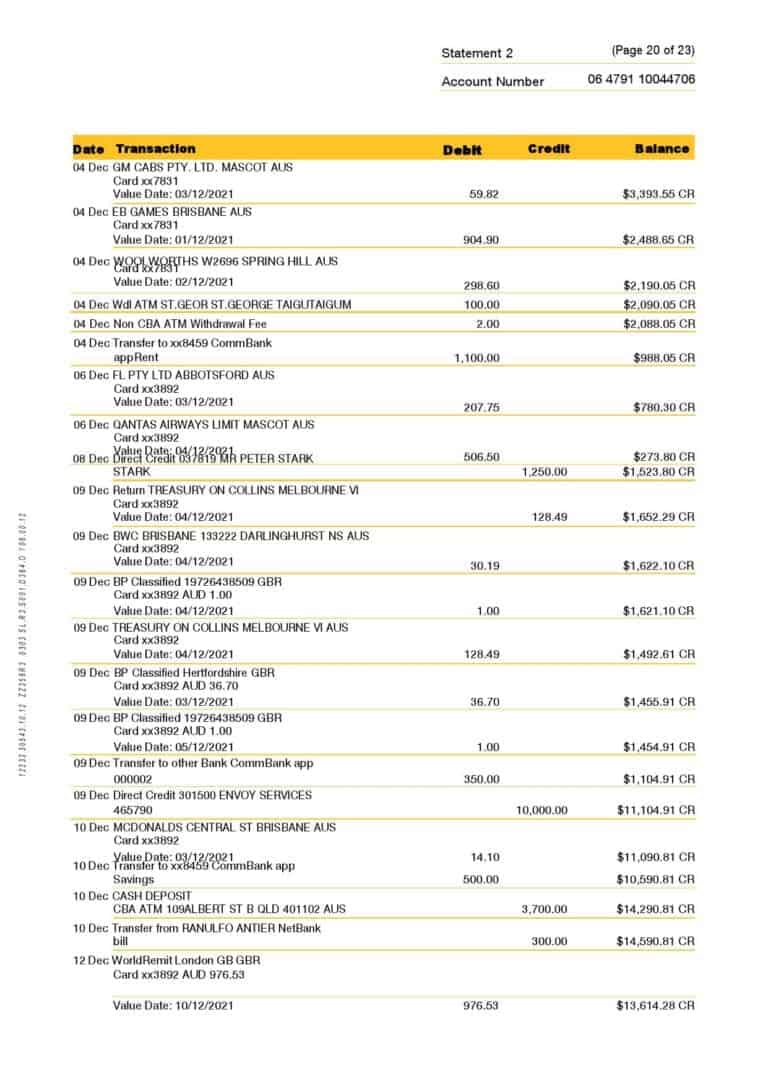 Australia Commonwealth Bank Statement Template In Word And PDF Format ...
