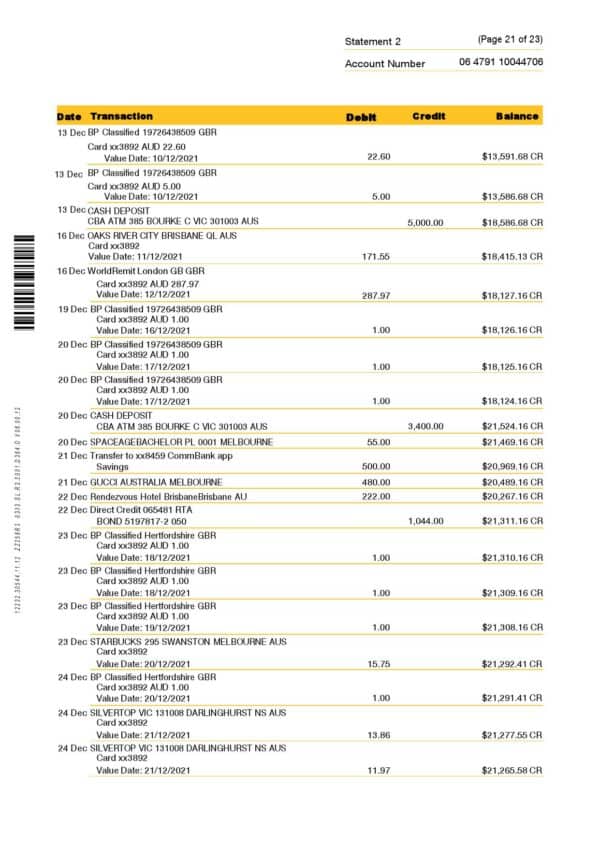 Australia Commonwealth Bank Statement Template In Word And PDF Format ...