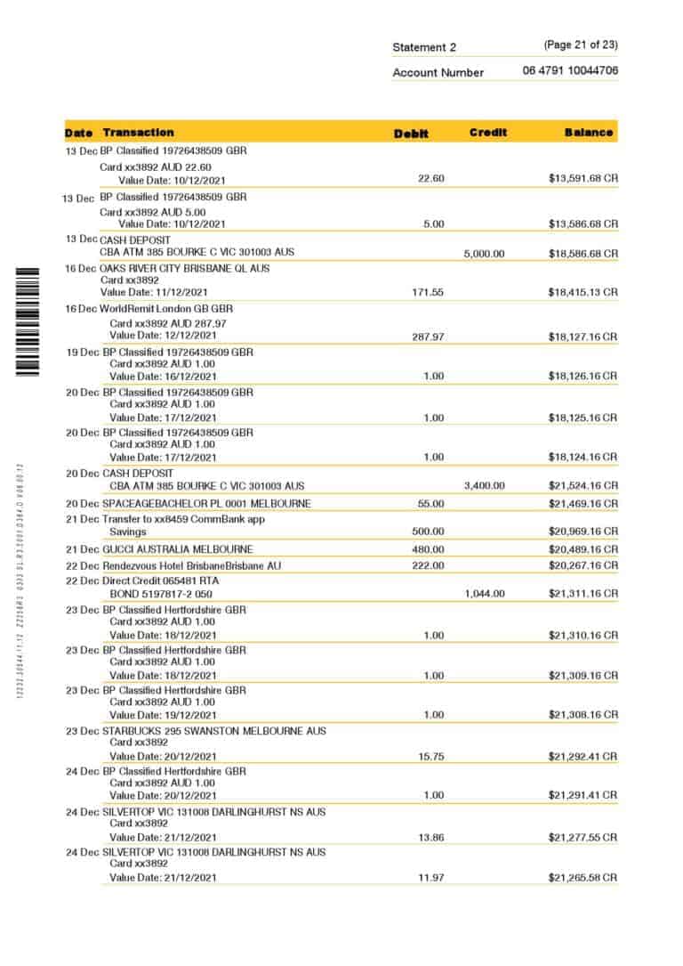 Australia Commonwealth Bank Statement Template In Word And PDF Format ...