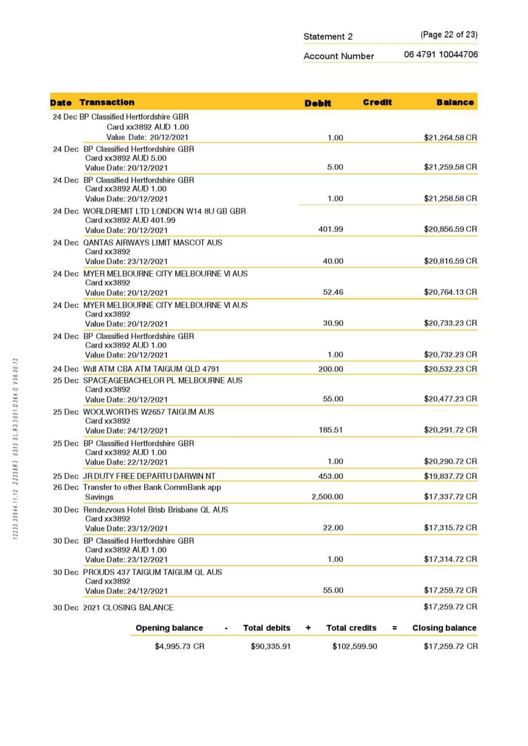 Australia Commonwealth Bank Statement Template In Word And PDF Format ...