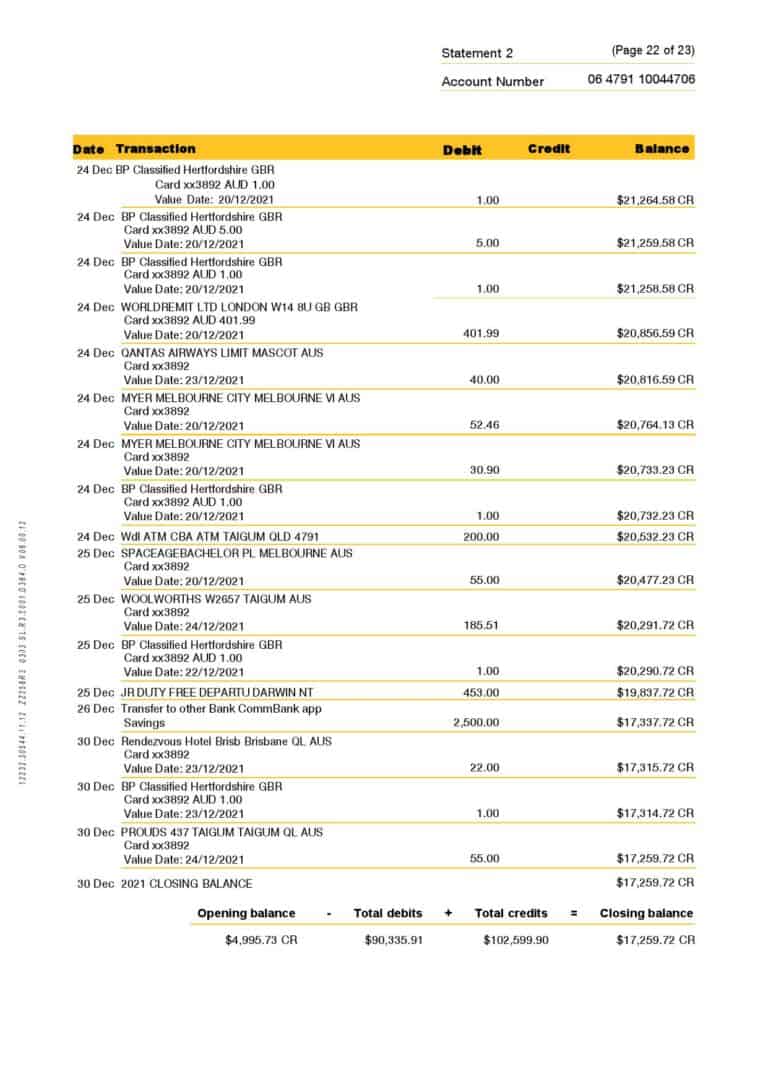 Australia Commonwealth Bank Statement Template In Word And PDF Format ...