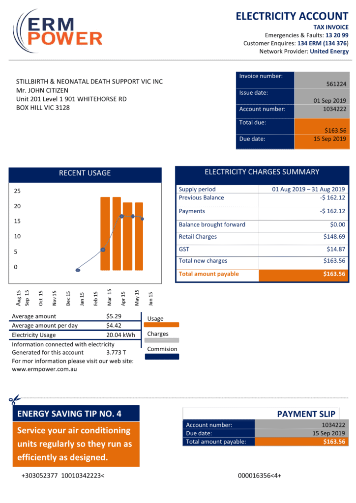 Australia ERM Power Electricity Proof Of Address Template