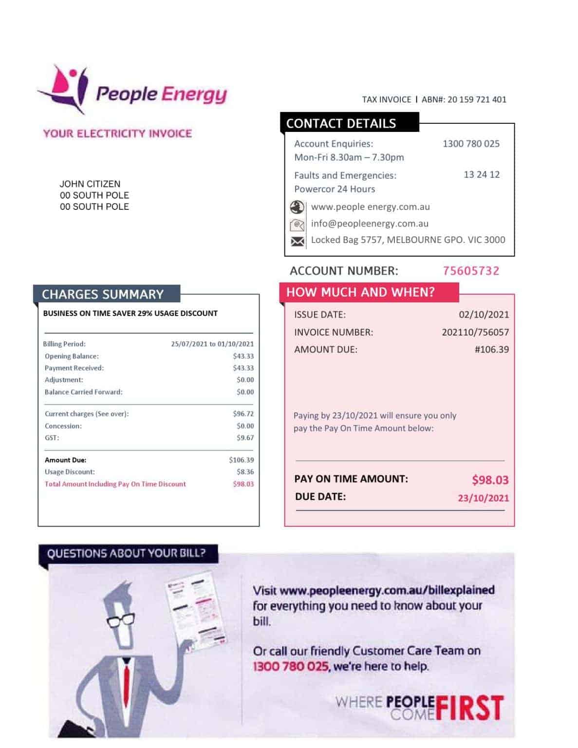 Australia People Energy Electricity Utility Bill Template In Word And ...