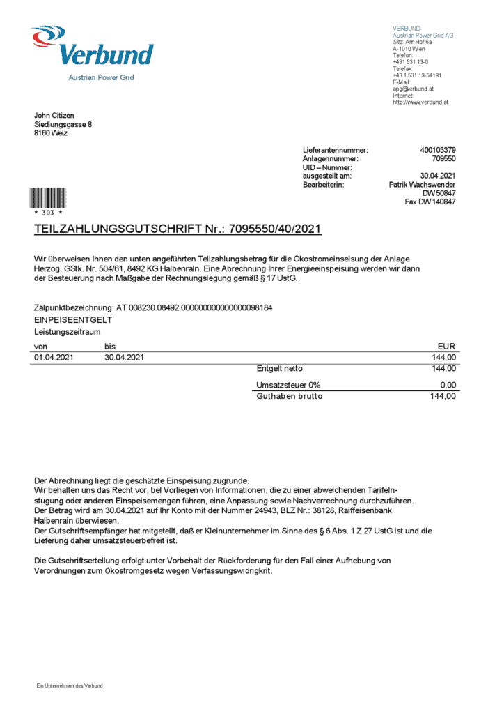 Austria Verbund Austrian Power Grid Utility Bill Template In Word And ...