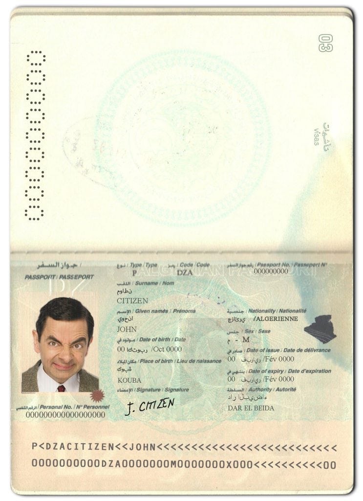 Editable Algeria Passport PSD Template