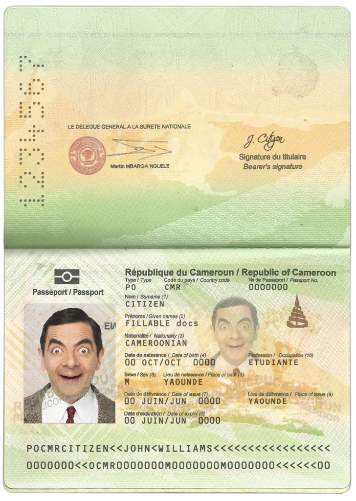Cameroon Passport PSD Template | Editable File