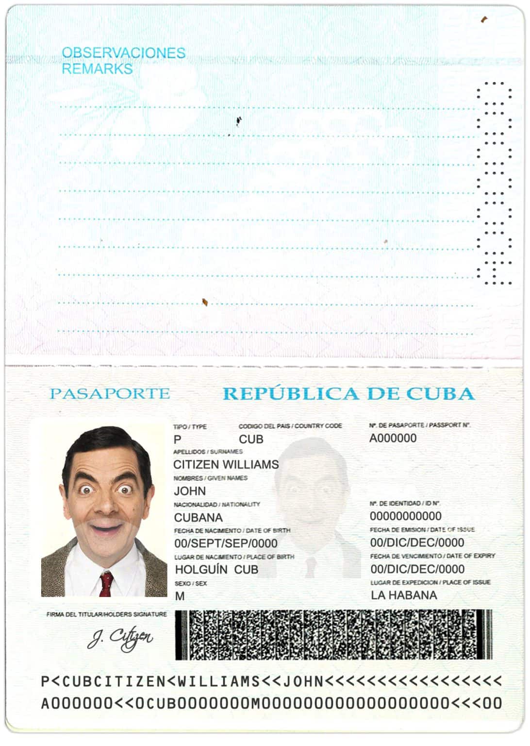 High-Res Cuba Passport PSD Template (Fully Editable)