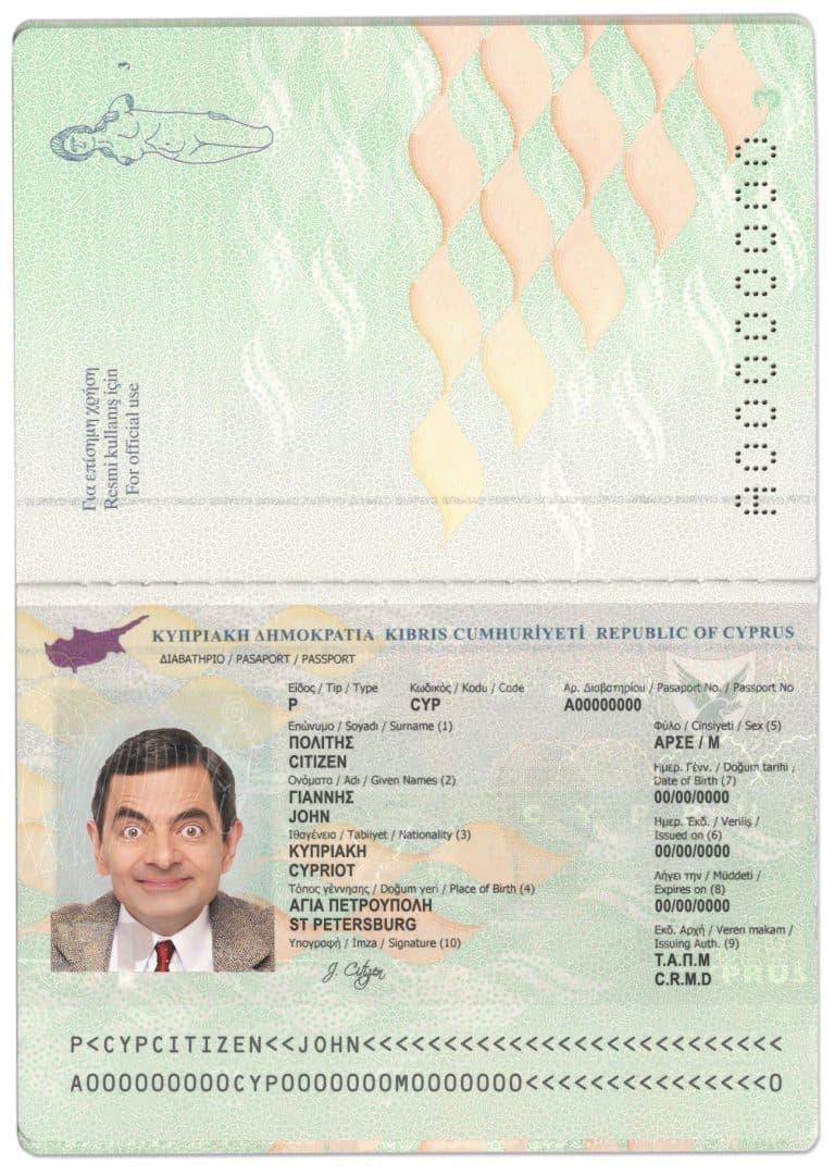 High-Res Cyprus Passport PSD Template