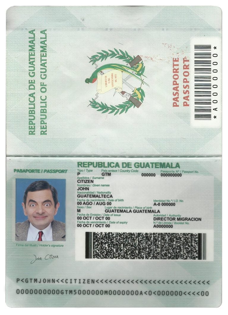 Editable Guatemala Passport PSD Template