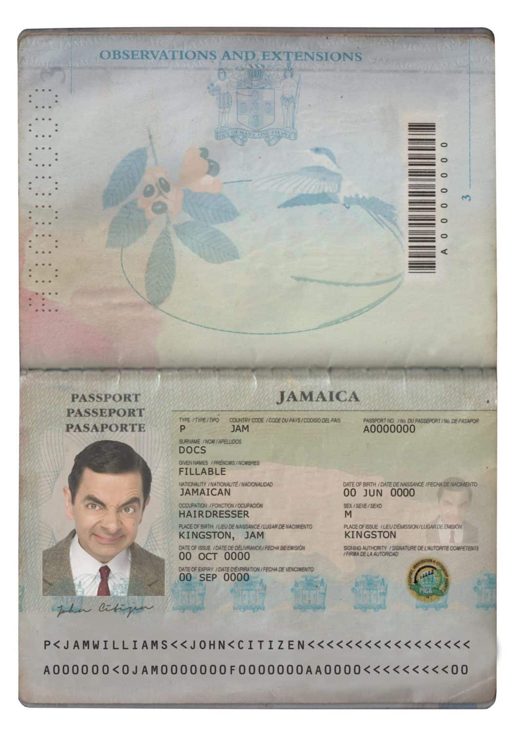 Editable Jamaica Passport PSD Template