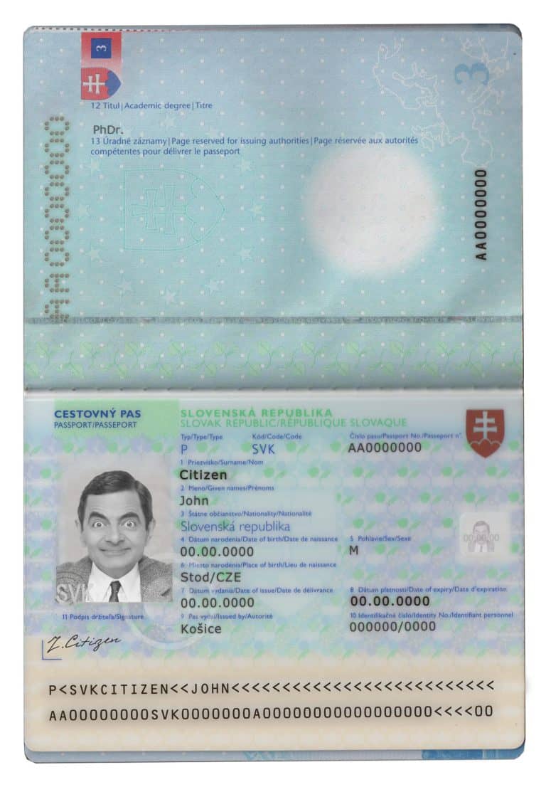 Premium Slovakia Passport PSD Template
