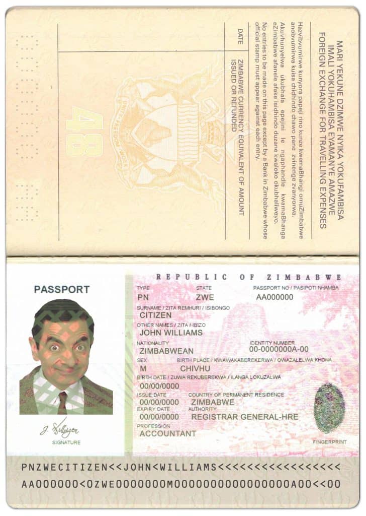 Editable Zimbabwe Passport PSD Template