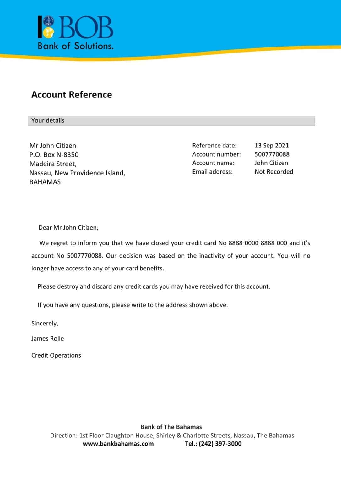 Download The Bahamas Bank Of The Bahamas Bank Reference Letter ...