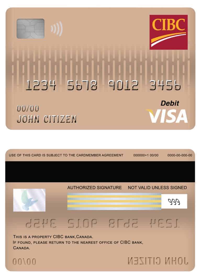 Editable Canada CIBC Bank Visa Card Debit Card Templates In PSD Format