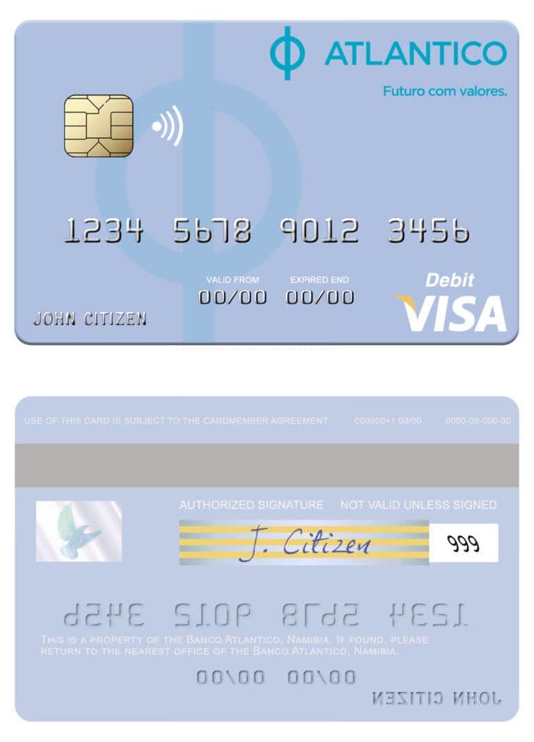 Editable Namibia Banco Atlantico Visa Debit Card Templates In PSD Format