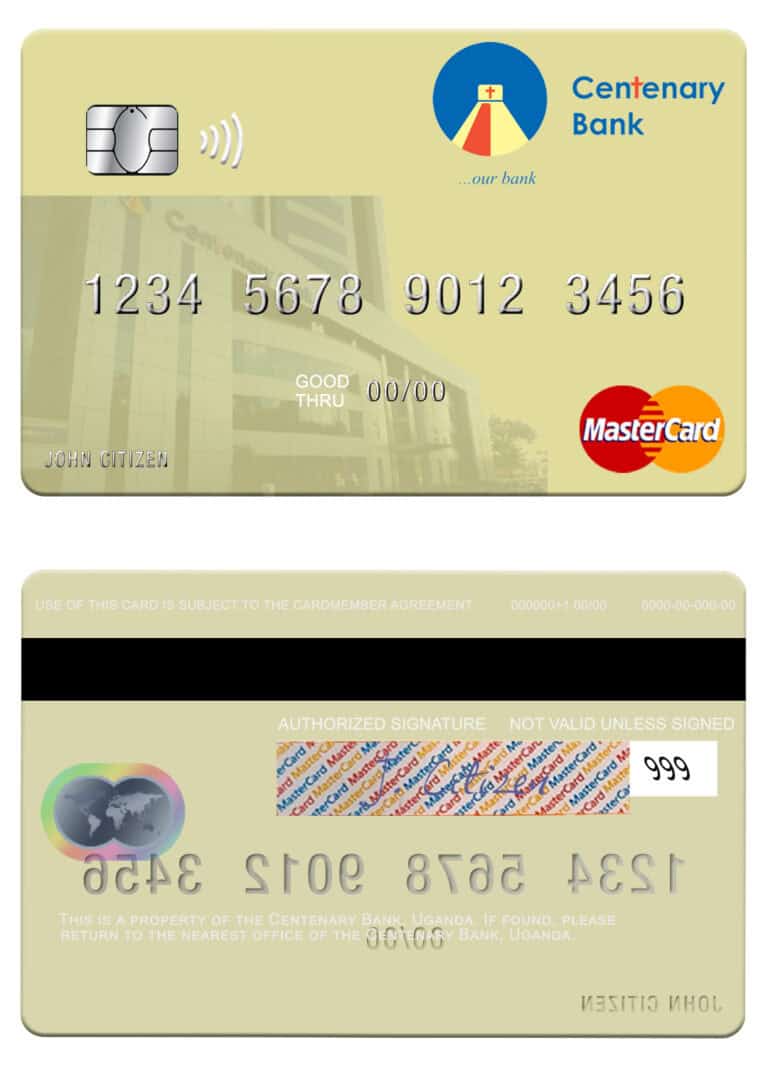 Editable Uganda Centenary Bank Mastercard Templates In PSD Format