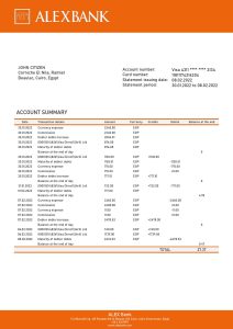 Egypt Alex Bank Of Egypt Proof Of Address Bank Statement Template In Word And PDF Format