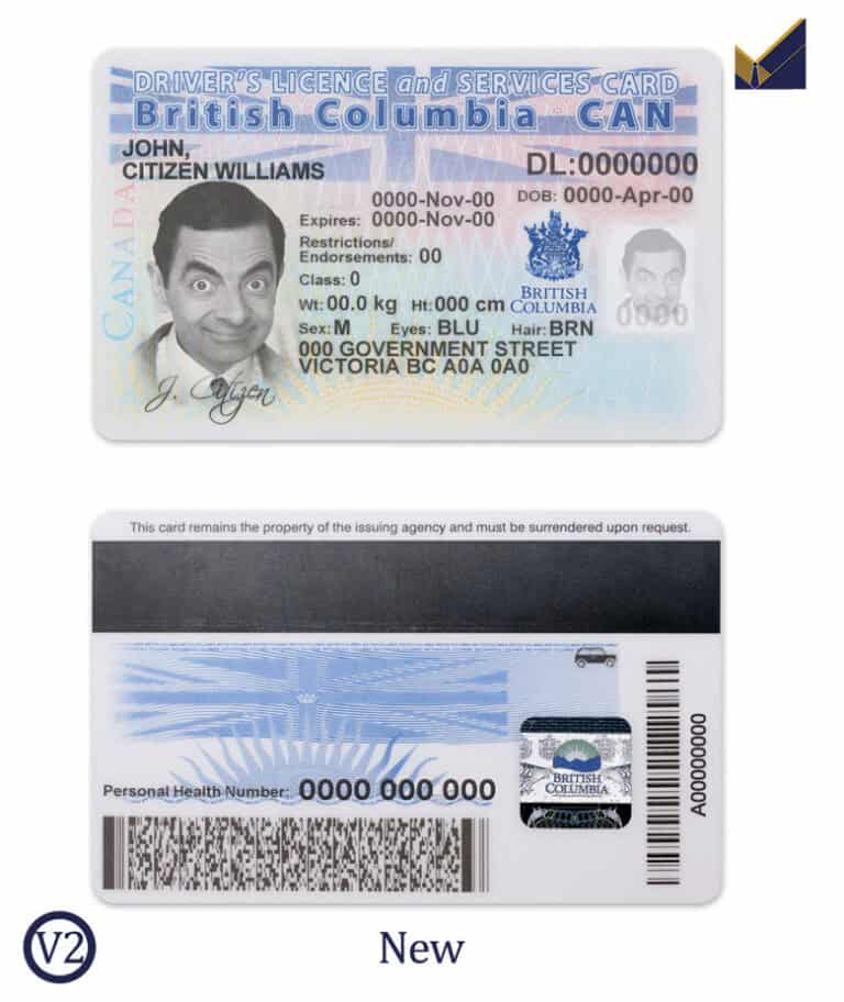 Canada Province British Columbia Driver License PSD Template