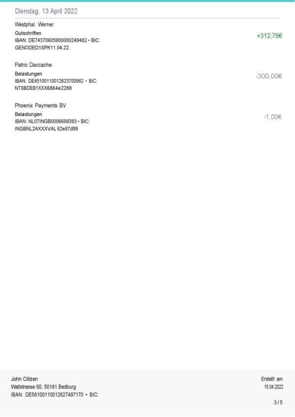 Germany N26 Bank Statement, Word And PDF Template, 5 Pages (in German ...