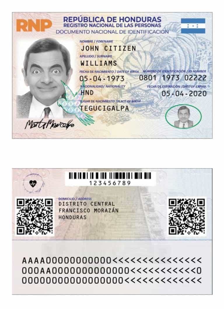 Honduras Identity Card PSD Template, With Fonts, Version 2