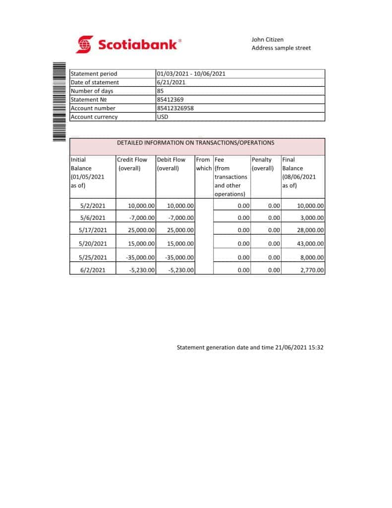 Hong Kong Scotiabank Bank Statement Easy To Fill Template In Excel And ...