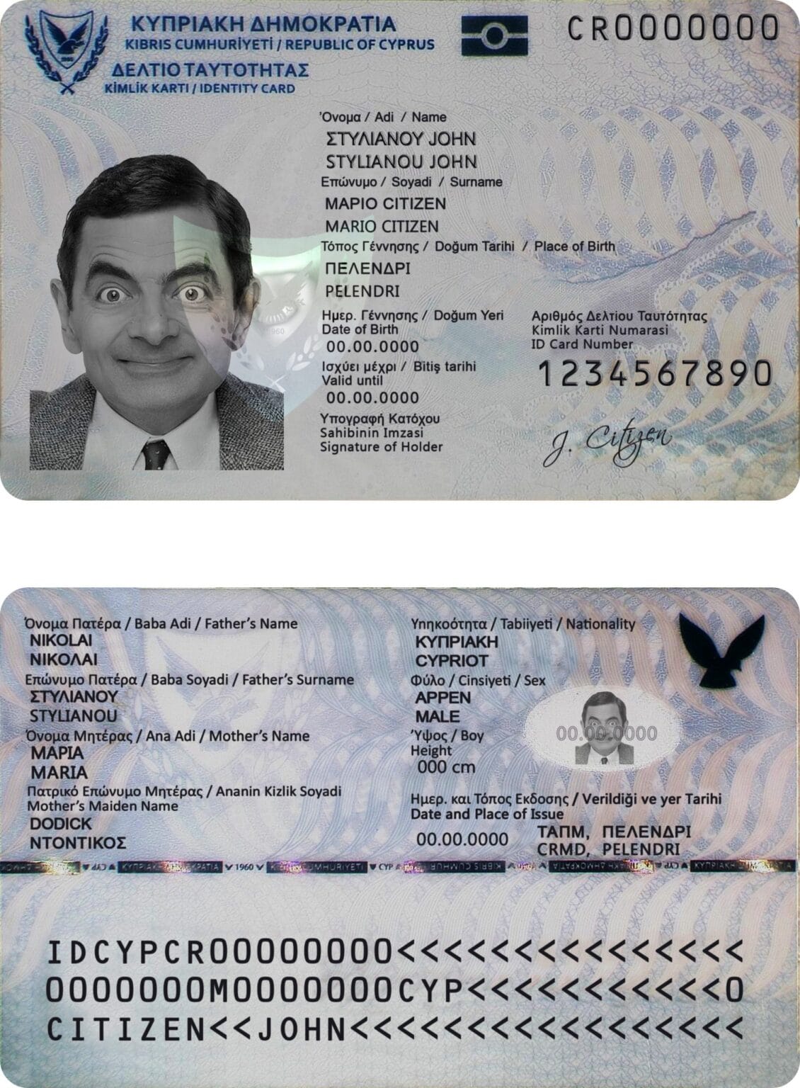 High-Res Cyprus ID Card PSD Template