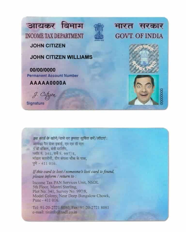 India E-PAN Card Template In PSD Format (Income Tax Department), Fully ...