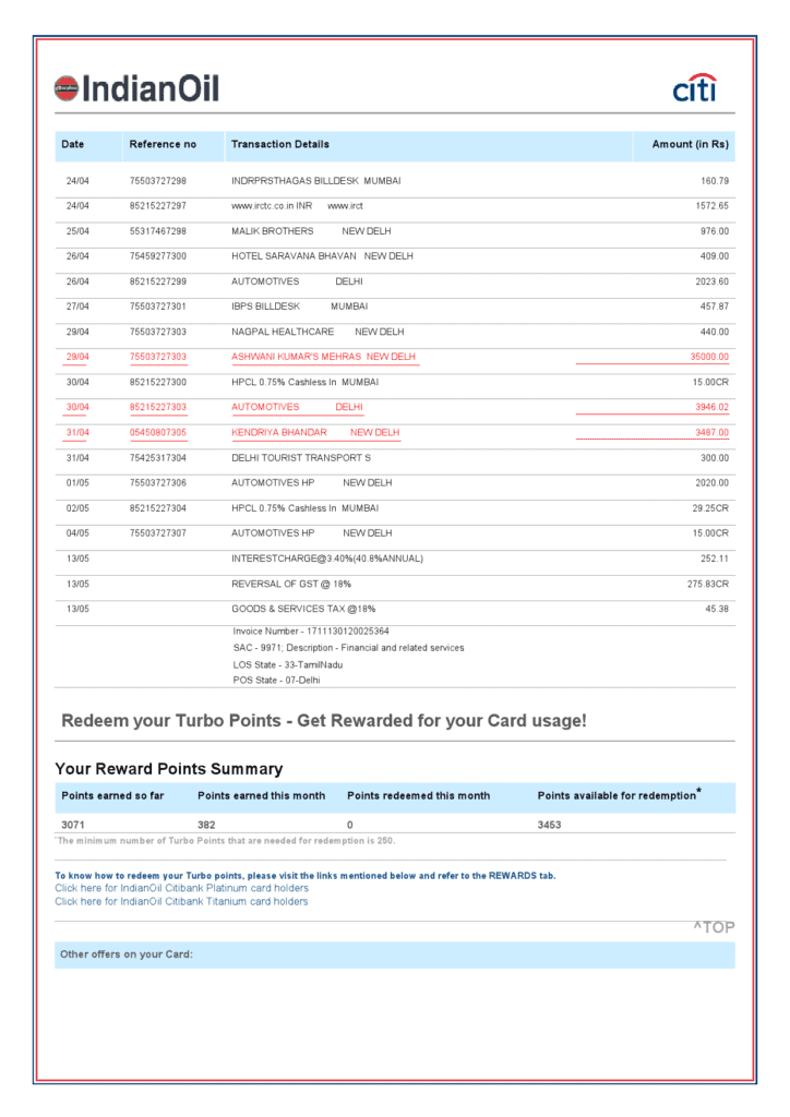 India Indian Oil Utility Bill Template In Word And PDF Format, 6 Pages